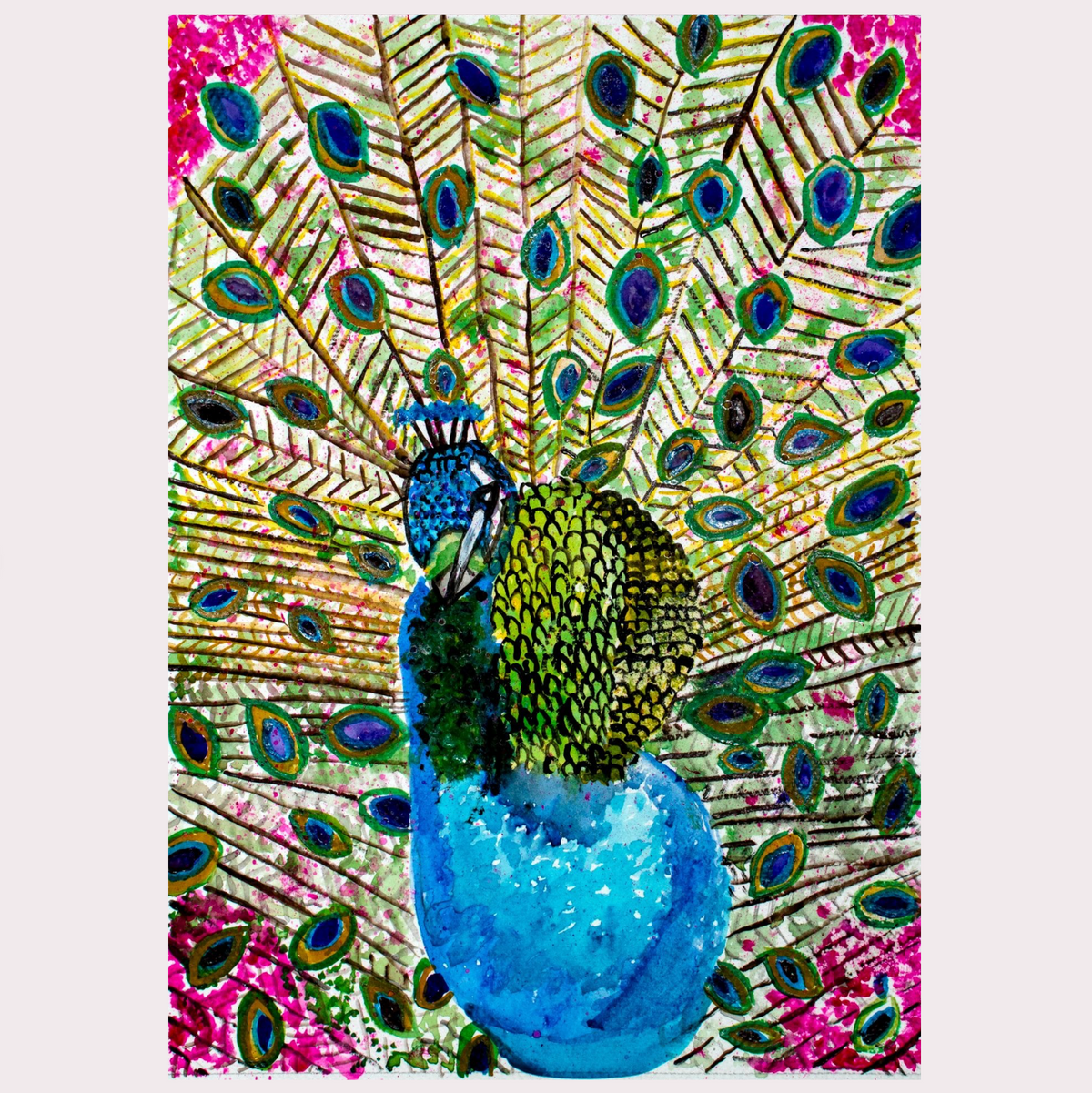 Peacock Art Print | The Wonky Artist